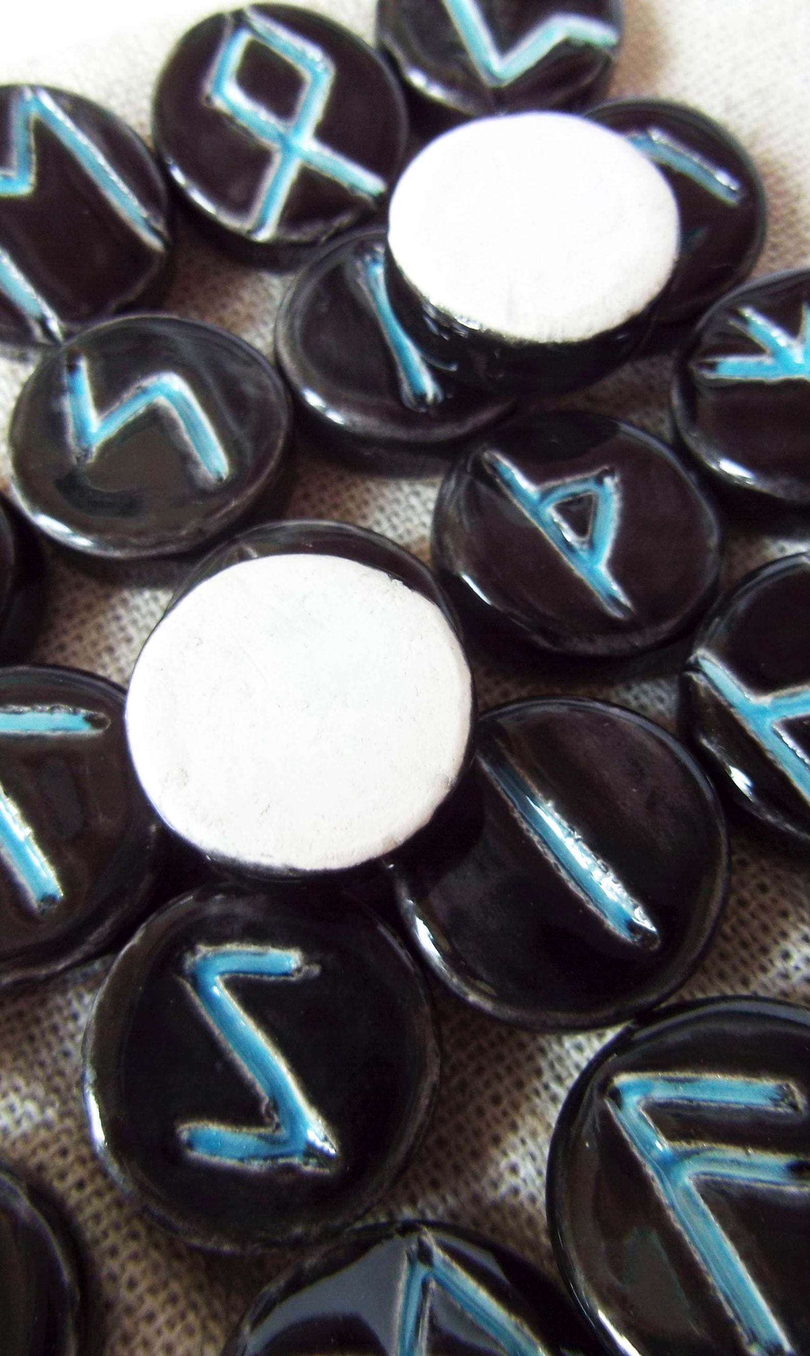 Ceramic Elder Futhark Rune Set With Natural Cotton Bag Travel | Etsy