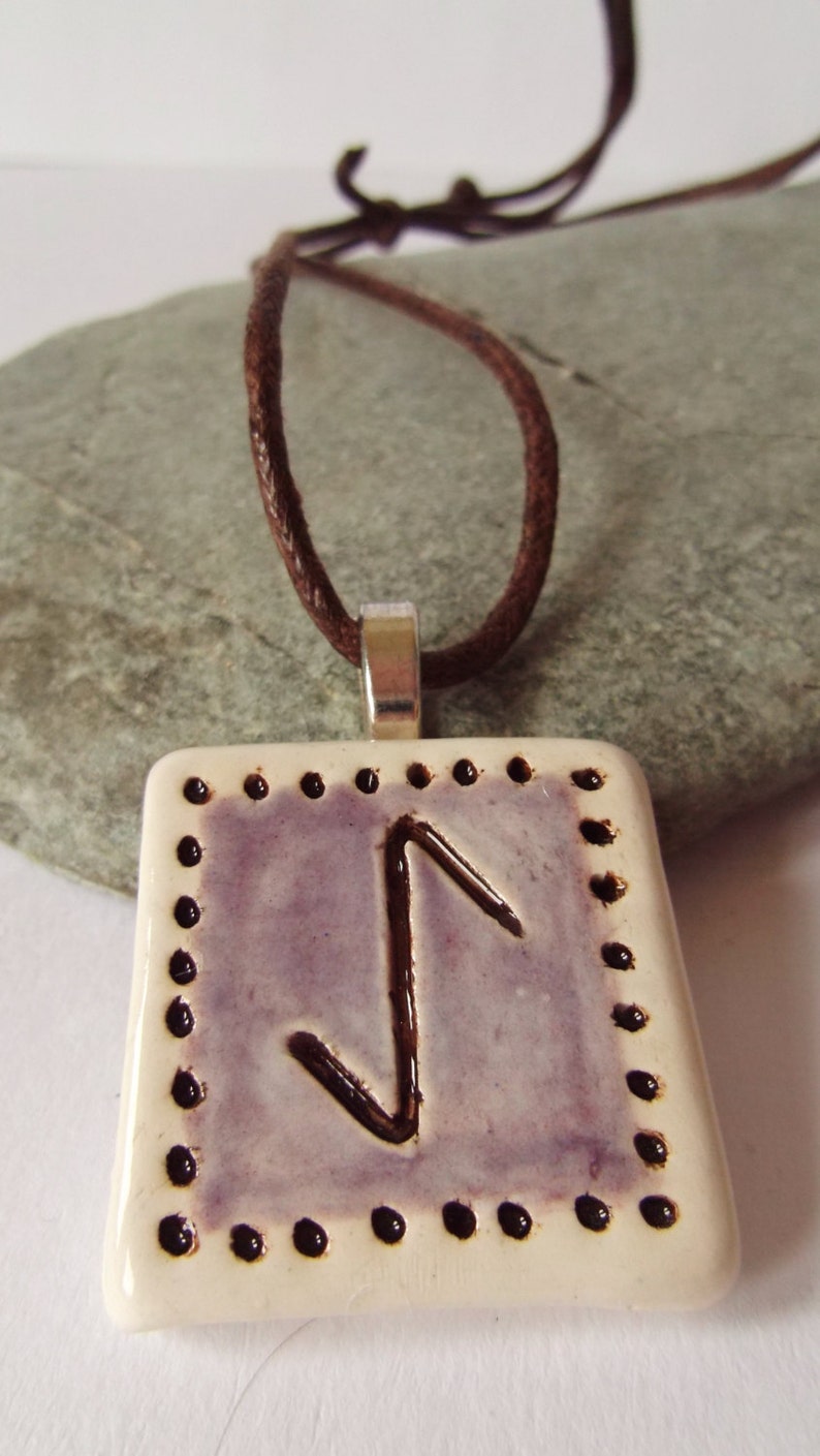 Ceramic Pottery Elder Futhark Rune Pendant Eihwaz Rune | Etsy