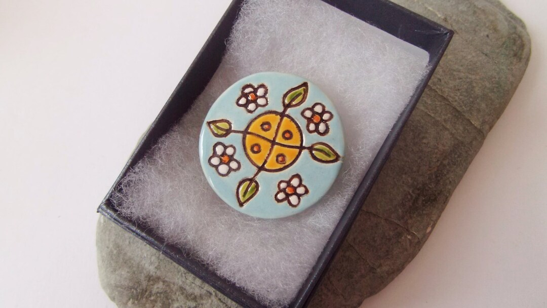 Ceramic Sun Wheel Brooch Pin, Sun Wheel Jewelry, Scarf Pin, Shawl Pin ...