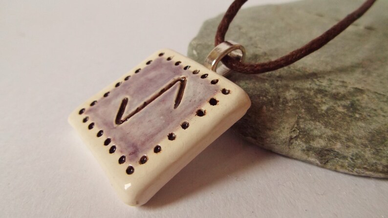 Ceramic Pottery Elder Futhark Rune Pendant Eihwaz Rune | Etsy