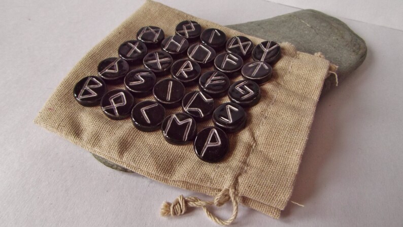 Ceramic Elder Futhark Rune Set With Natural Cotton Bag Travel - Etsy