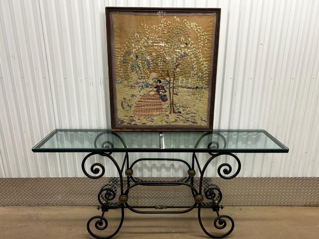 Vintage Iron French Pastry Cart Style Console Dining Table With Custom ...