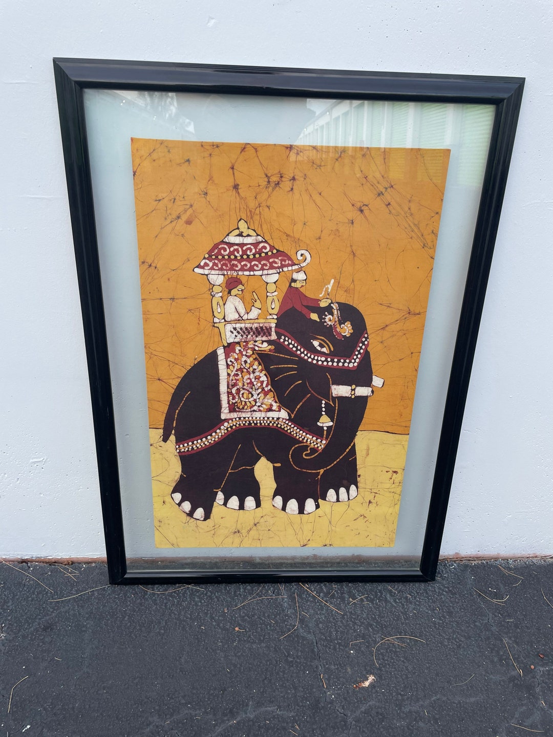 Beautiful Batik Elephant With Rider in A Wood Floating Frame - Etsy