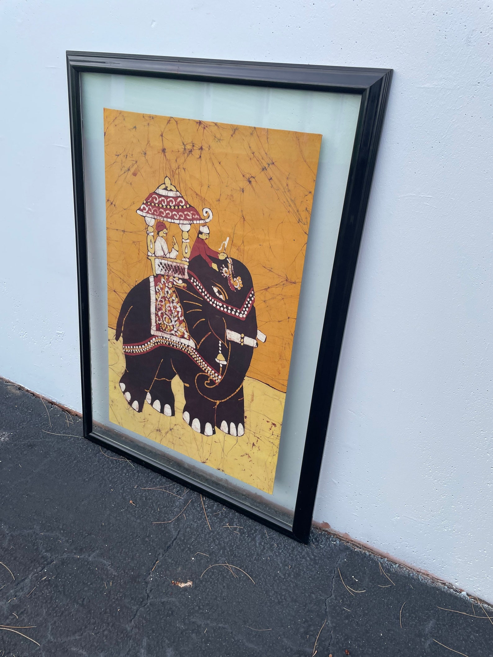 Beautiful Batik Elephant With Rider in A Wood Floating Frame - Etsy