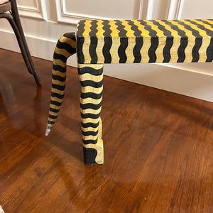 Vintage Hand Painted Folk Art Tiger Bench 42 1/2 Long SHIPPING INCLUDED ...