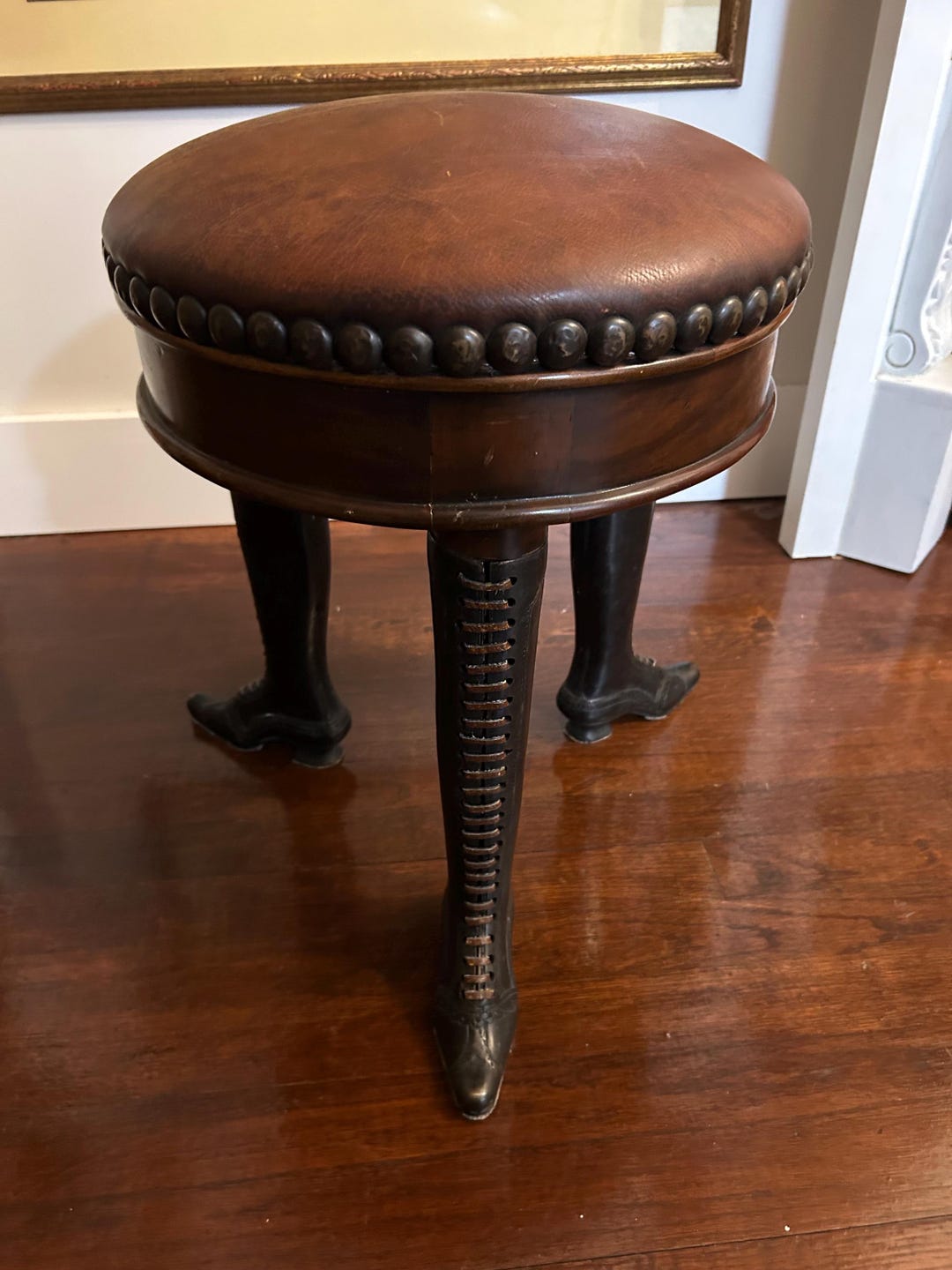 Vintage Victorian Style Bronze Ladies Boot Stool With Leather Laces - Etsy