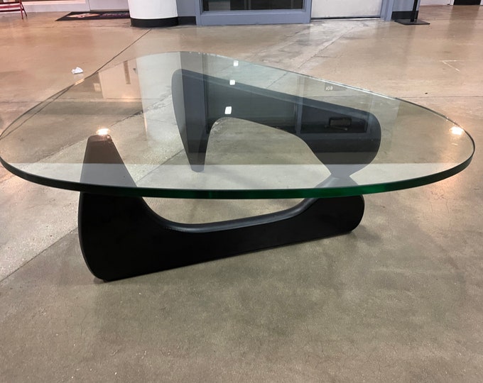 Noguchi Style Wood Coffee Table / Freeform Glass Top / Modern - Etsy
