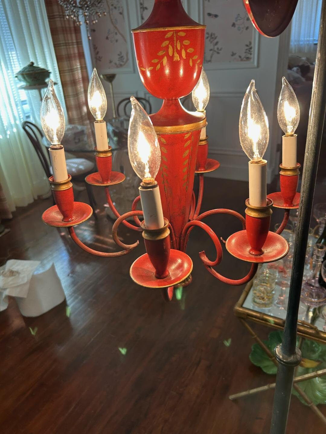 Italian Red and Gold 6 Arm Italian Tole Urn Chandelier Tagged Italy - Etsy