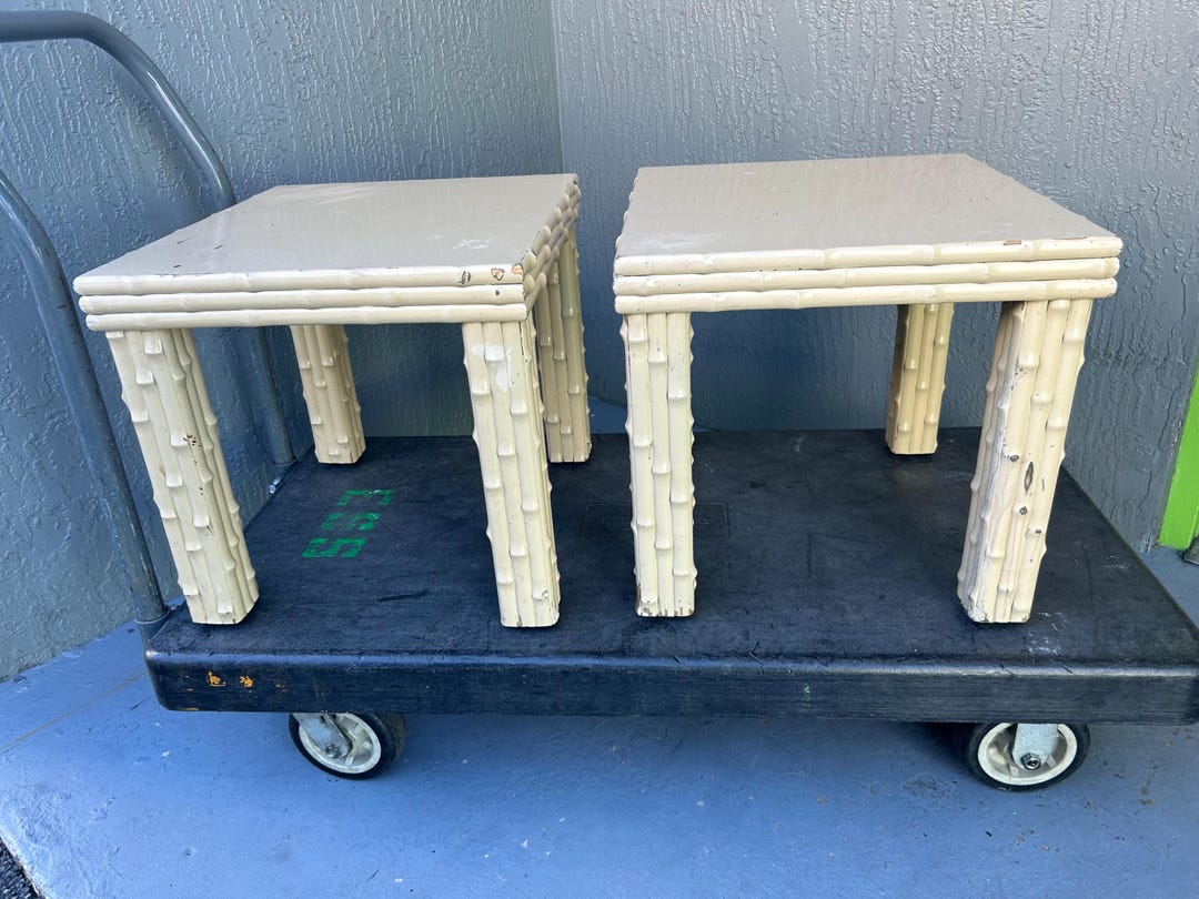 Pair of Solid Wood Faux Bamboo Leg Table Ready to Paint - Etsy