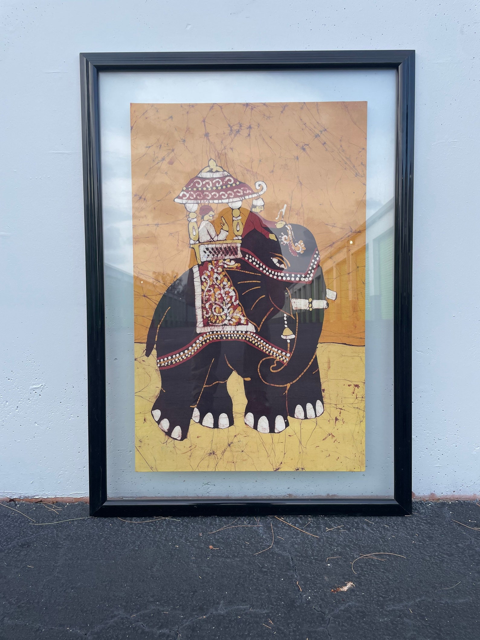 Beautiful Batik Elephant With Rider in A Wood Floating Frame - Etsy