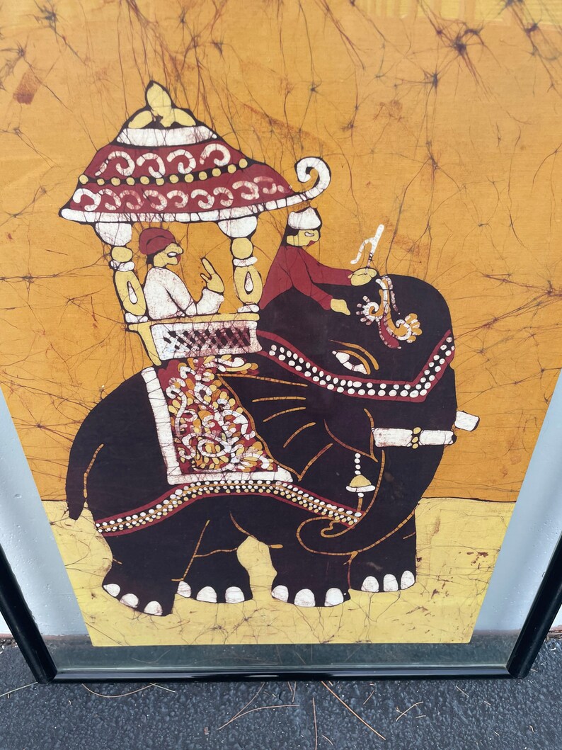 Beautiful Batik Elephant With Rider in A Wood Floating Frame - Etsy