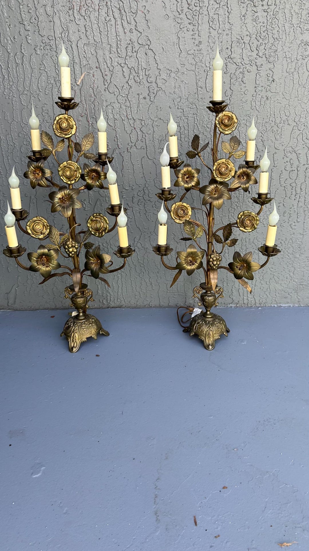 SHIPPING INCLUDED Pair Brass 19th Century 7-light Wired Candelabras - Etsy