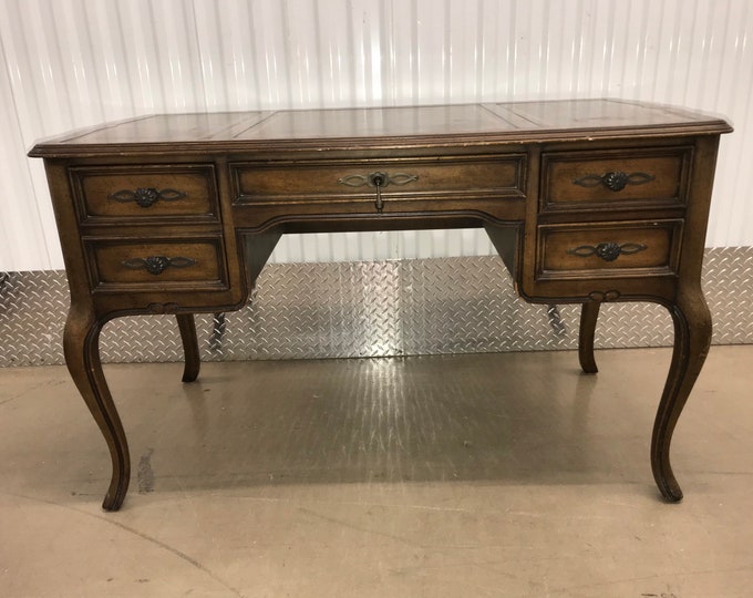 Sligh 1972 Made in France French Country Desk With 5 Drawers / Leather ...