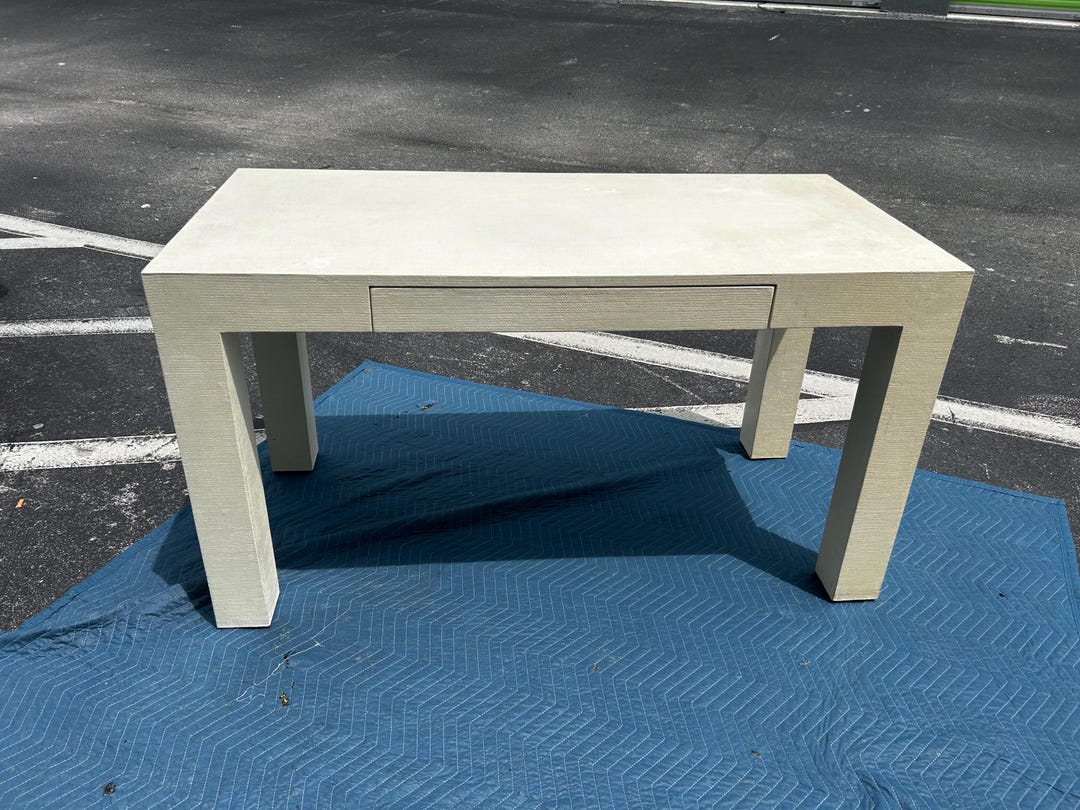 Vintage Parson Style Grasscloth Desk Single Drawer - Etsy
