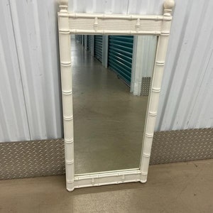 Vintage True White Faux Bamboo Omega Mirror With Ball Finials - Etsy