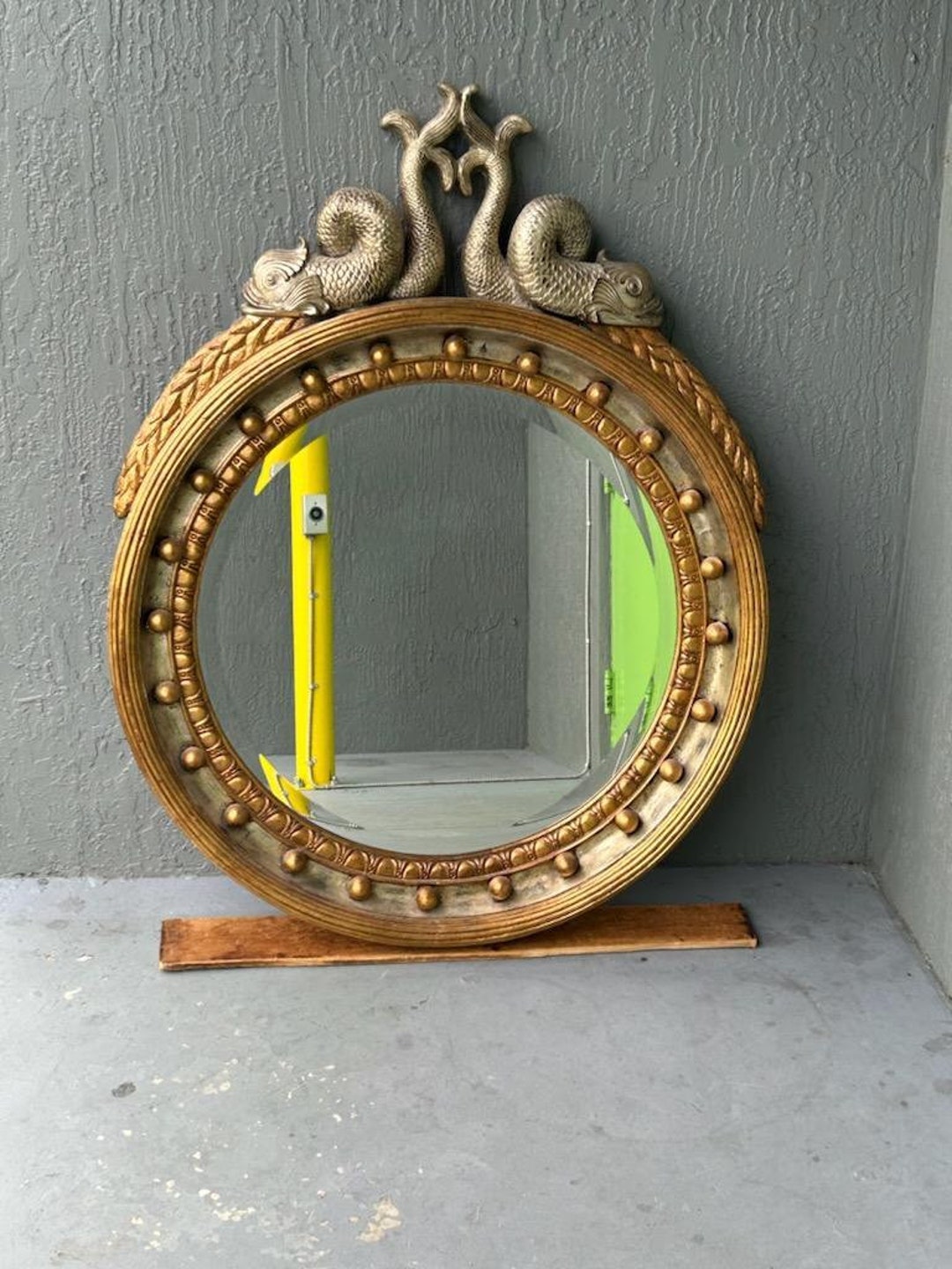Monumental Stylized Regency Dolphin Round Mirror 51 1/4 X 38 1/2 - Etsy