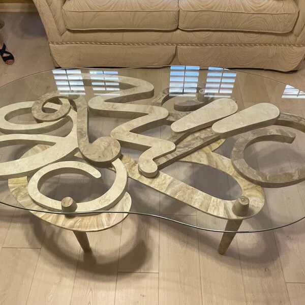 Stone and Glass Coffee Table - Etsy