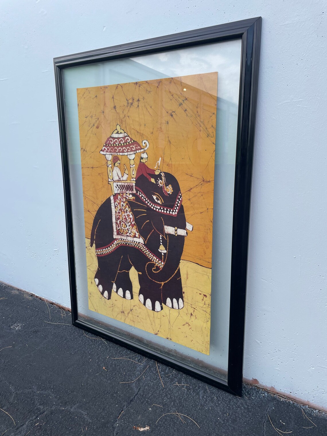 Beautiful Batik Elephant With Rider in A Wood Floating Frame - Etsy