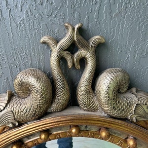 Monumental Stylized Regency Dolphin Round Mirror 51 1/4 X 38 1/2 - Etsy