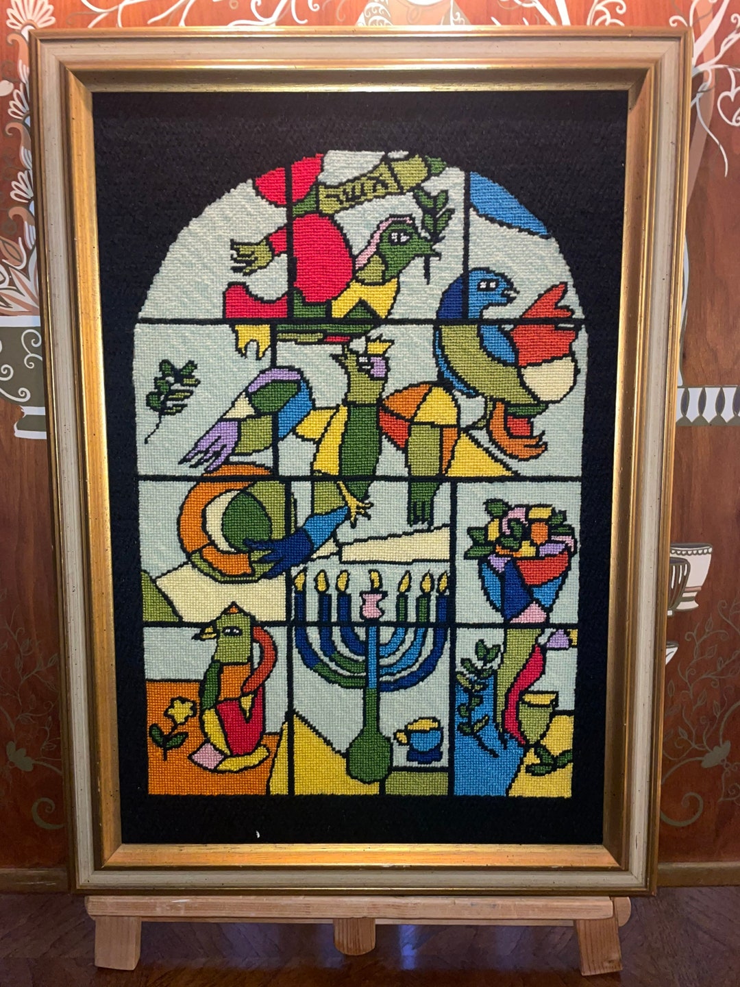 Vibrant Chagall Needlepoint in Gold Frame - Etsy