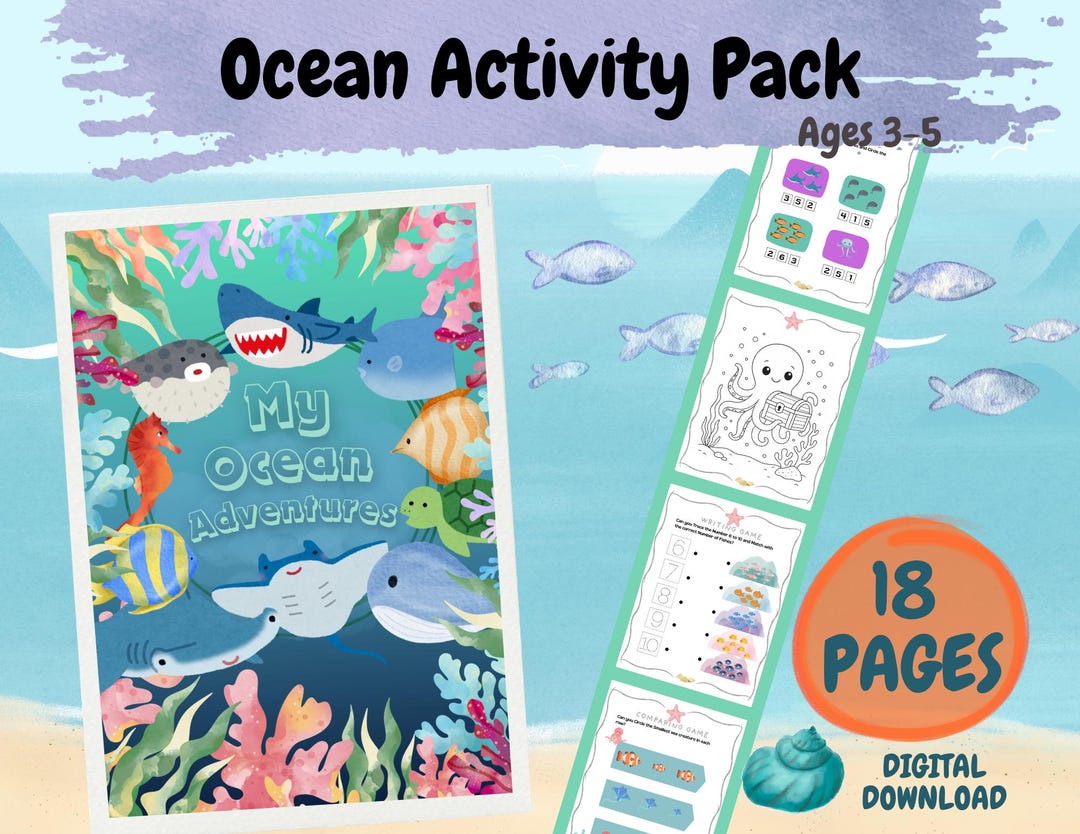 Ocean Printable Kid Activity Preschool Packet, Kindergarten, Homeschool ...