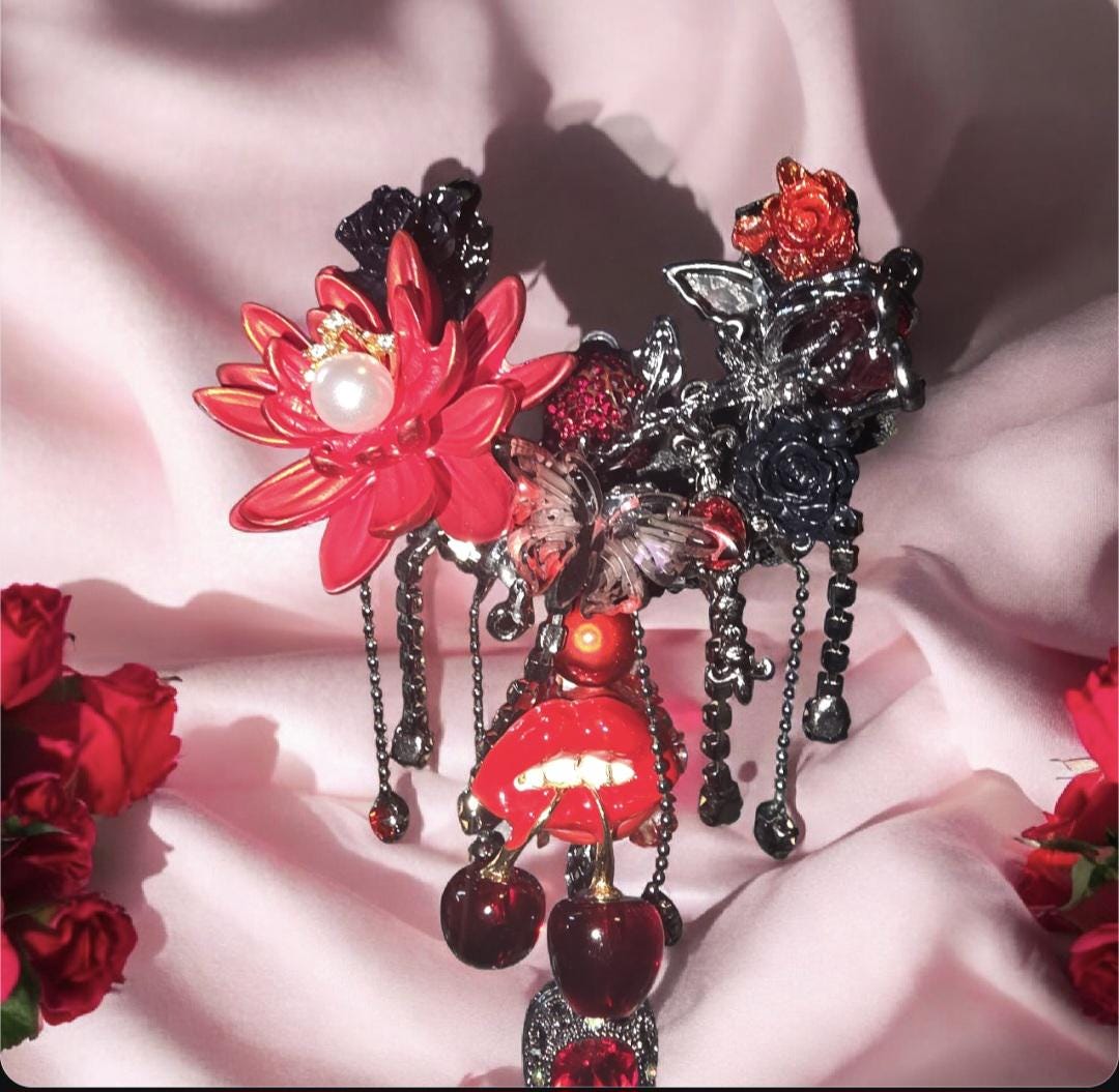 Gothic Angel Beaded Pen| Handmade Black & Red Rhinestone Crystal Pen ...
