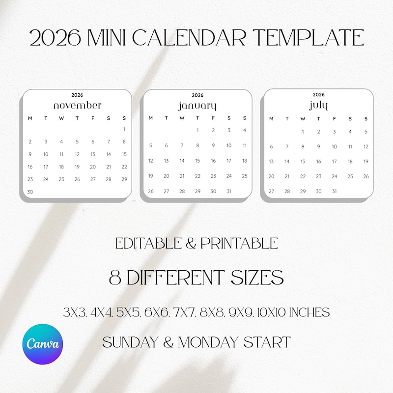 2026 Monthly Pocket Calendars - Etsy