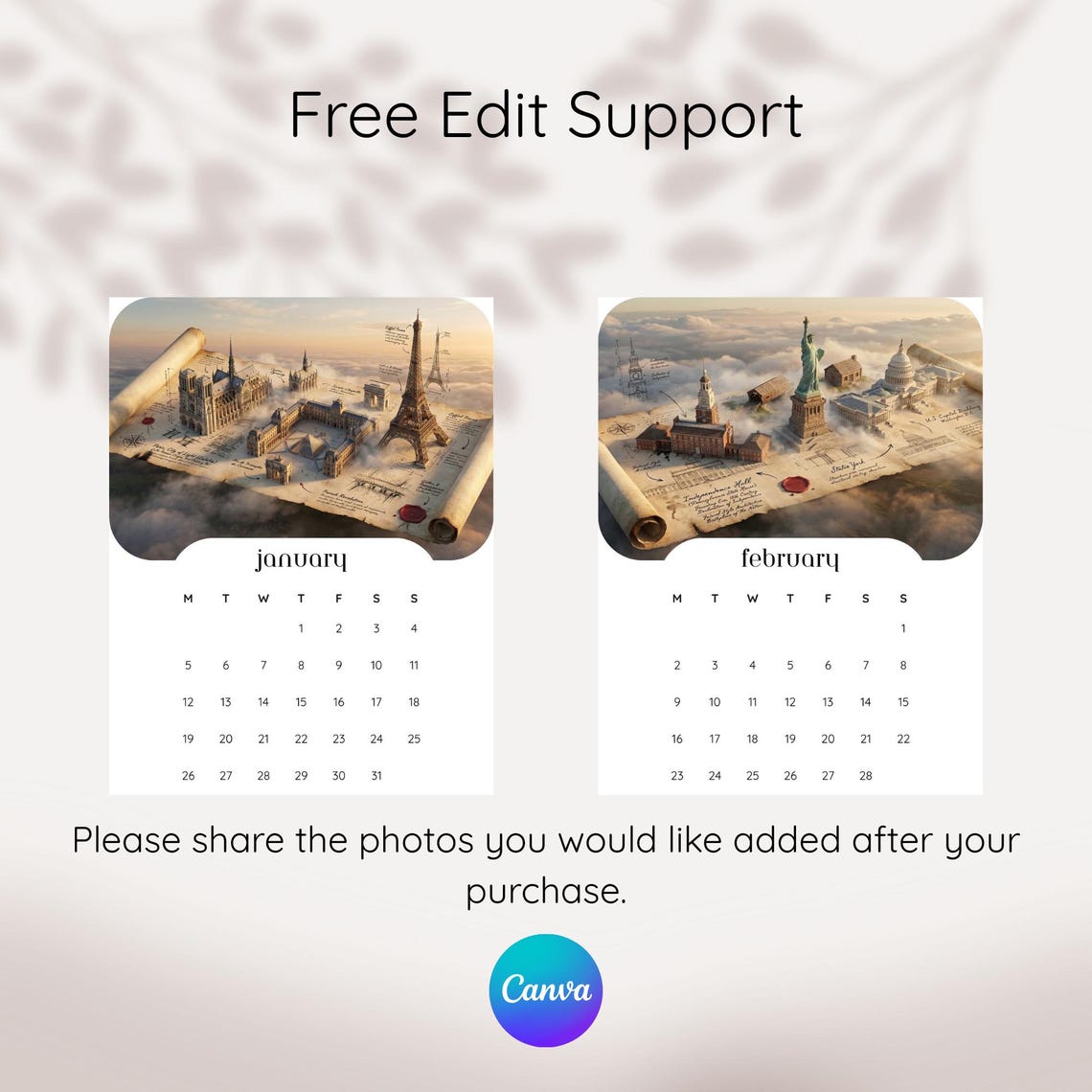 Editable 2026 Mini Calendar, Printable in Size 4.25x5.5 or A6, Instant ...