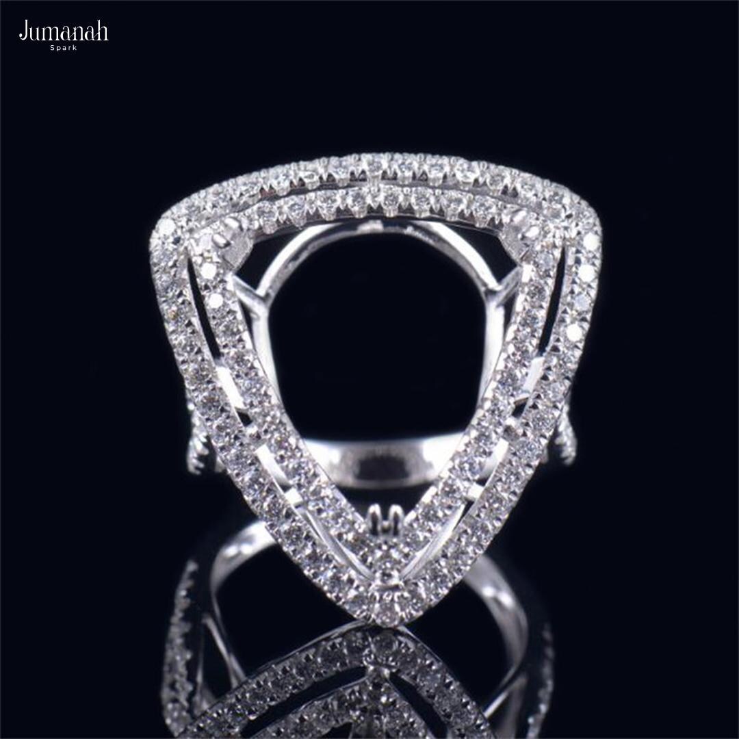 Trillion Cut Sterling Silver Halo Ring Setting | 17x15mm Semi Mount - Etsy