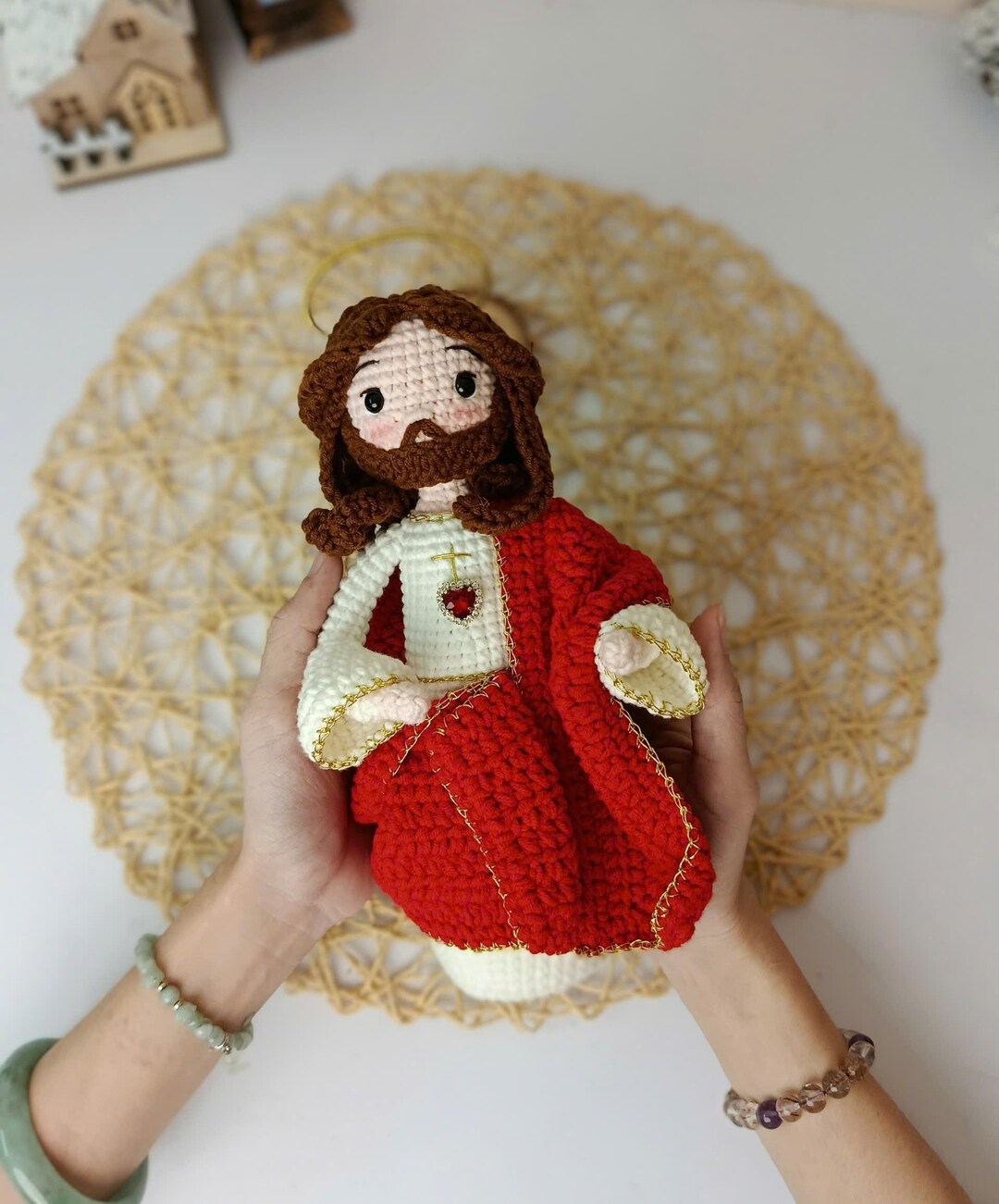 Crochet Jesus Doll Sacred Heart, Catholic Handmade Plush, Christian ...