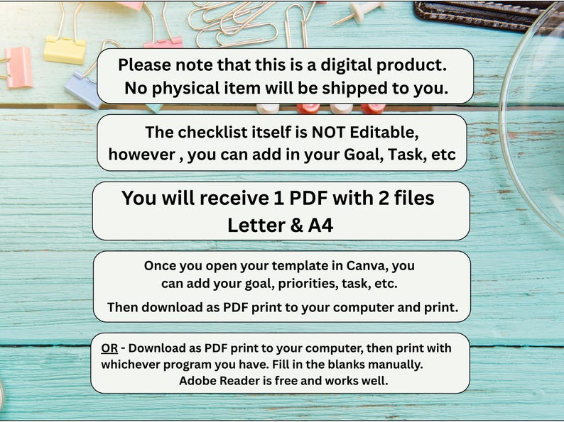 Fast Track in 2026 Editable Checklist Planner. A4 and Letter Landscape ...