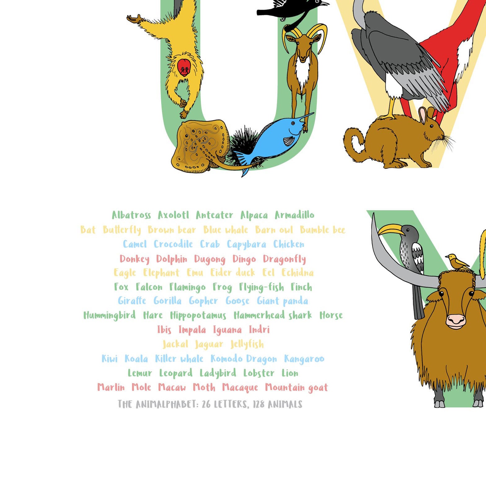 Animalphabet A3 Print - the Full Animal Alphabet - Etsy