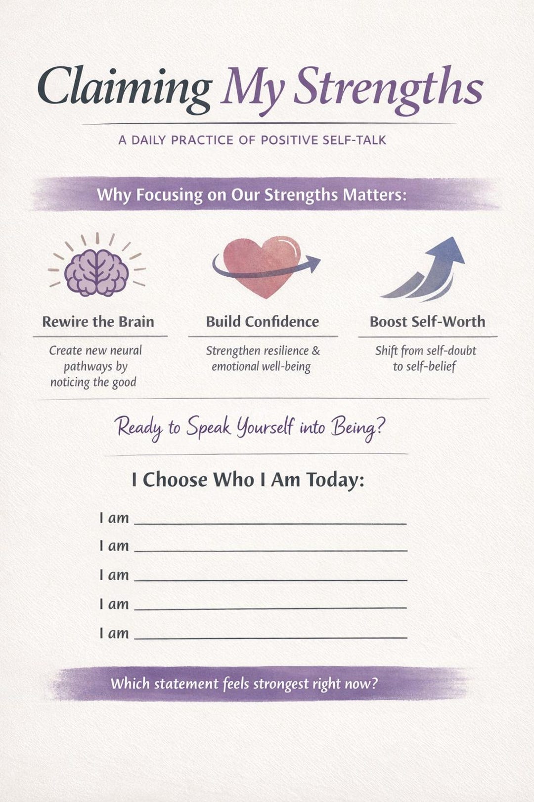 The Daily I Am’s: Positive Self-identity Worksheet - Etsy
