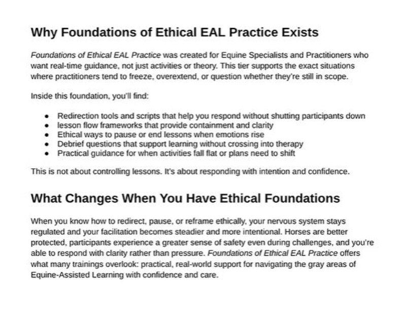 Foundations of Ethical Equine Assisted Learning Practice Workbook - Etsy