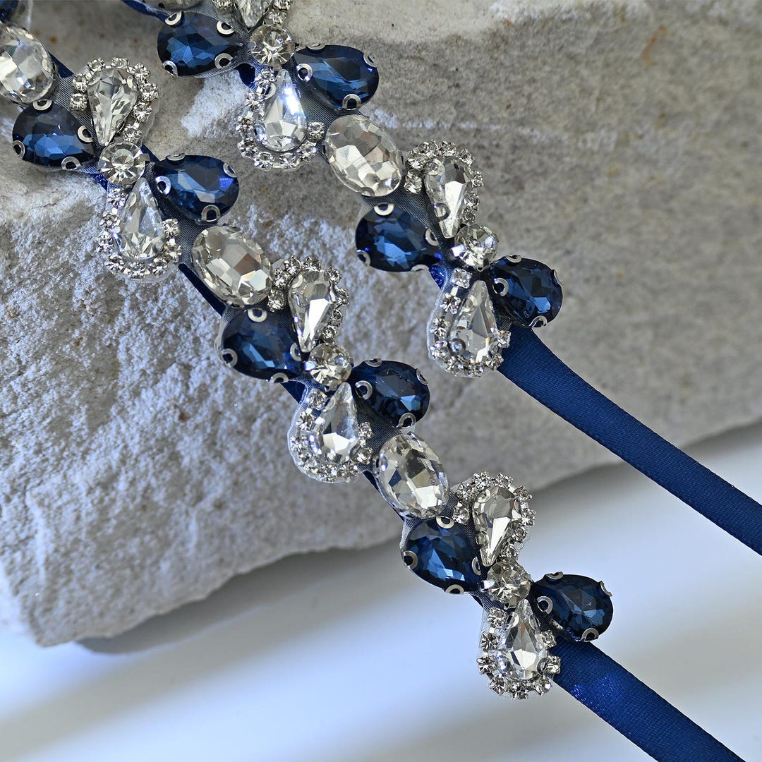 Bridella Bs212ml-navy Blue Navy Rhinestone Belt Wedding Party Sash - Etsy