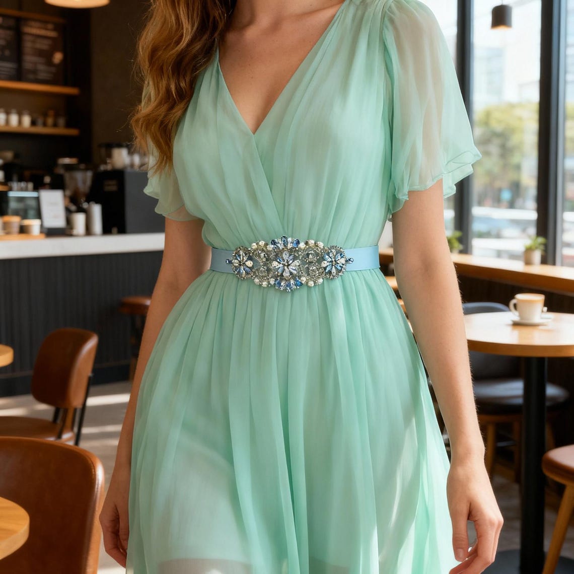 Bridella BS76QL Baby Blue Rhinestone Belt Ocean Themed Wedding Belt - Etsy