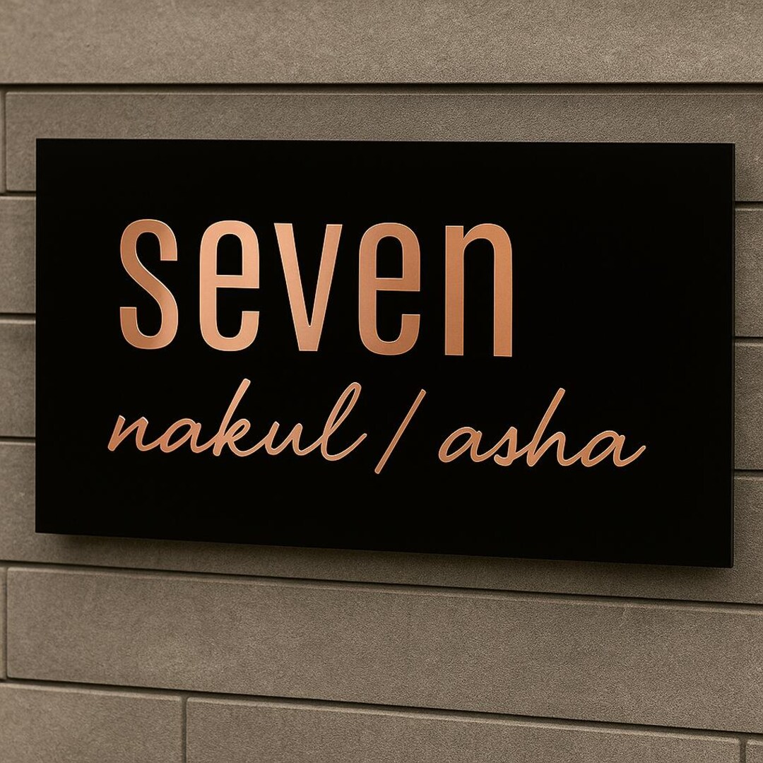 Custom House Number & Family Name Sign – Modern Black Acrylic Outdoor ...