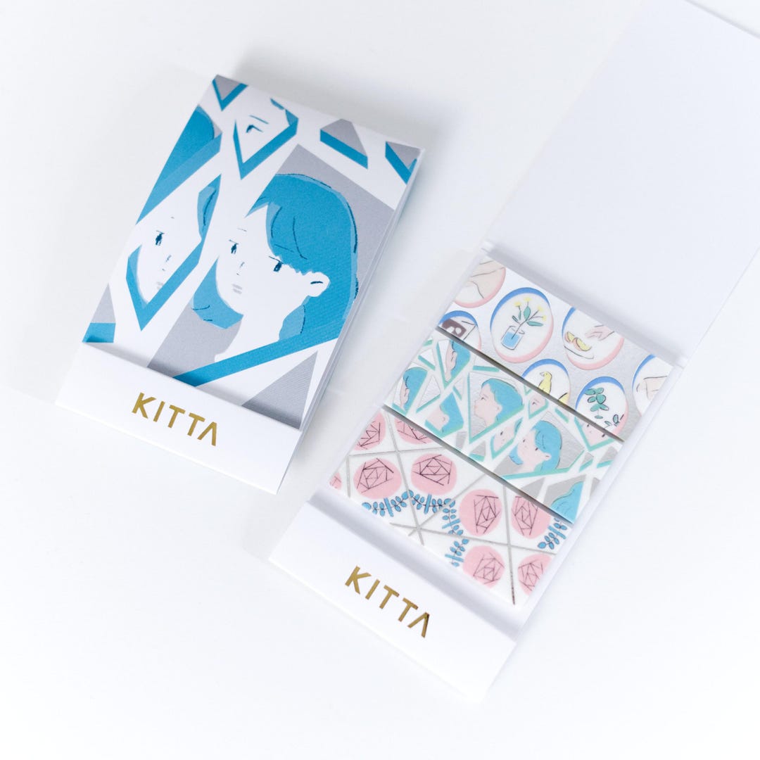 KITTA Wide Pre-cut Silver Foil Masking Tape - Flower, Myself & Mirror ...