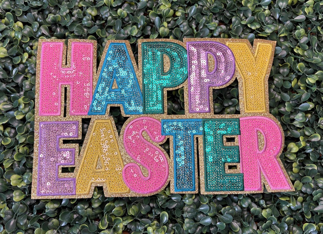 Sequin Happy Easter Iron-on Patch | Easter Applique - Etsy
