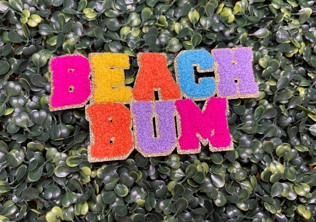 Beach Bum Chenille Colorful Patch | Iron-on Applique | Summer Patch - Etsy