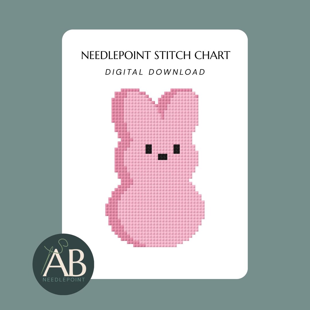 Pink Marshmallow Easter Bunny Needlepoint Pattern | Spring Bunny Mini ...