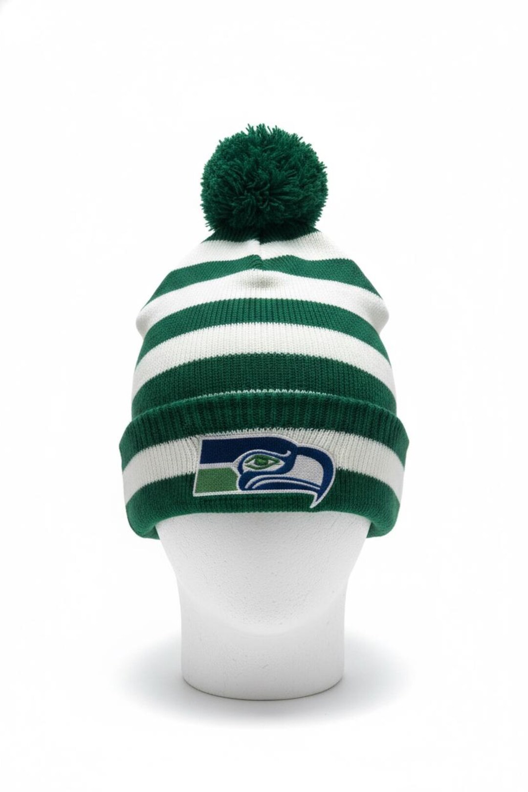 Seahawks Green and White Striped Knit Hat - Etsy
