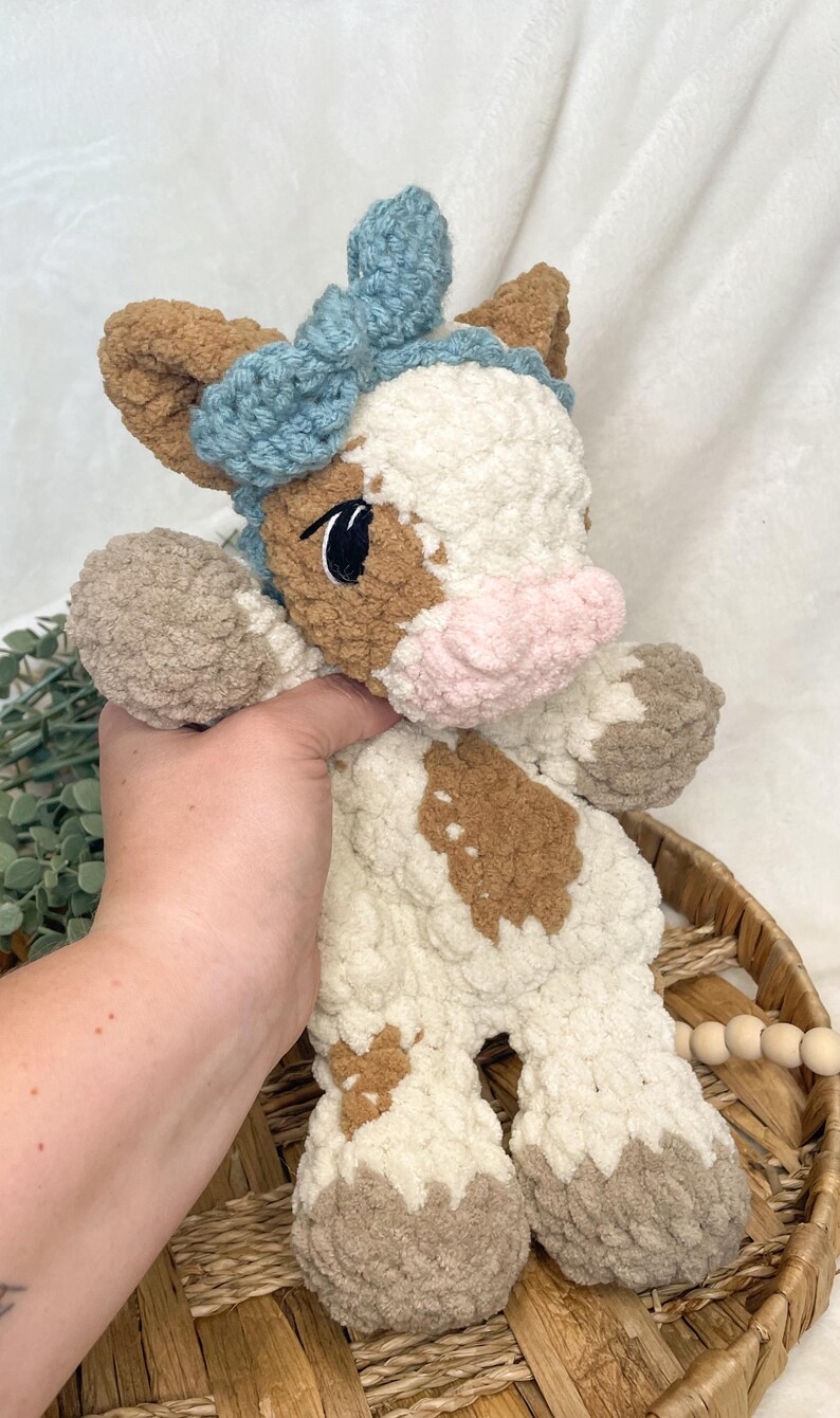 Crochet Cow Lovey | Cow Snuggler | Custom Cow Gift | Farm Nursery - Etsy