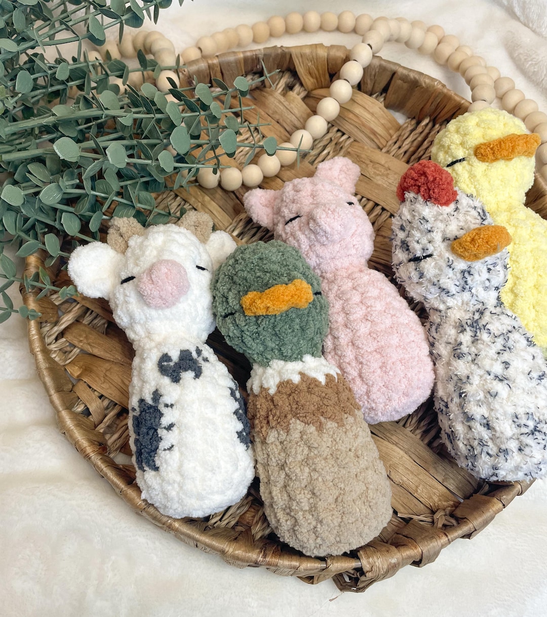 Crochet Farm Animal Baby Rattle | Farm Animal Peg Doll | Farm Nursery ...