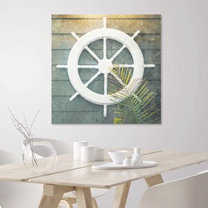 Ship Wheel Nautical Decor Print Coastal Decor Beach - Etsy