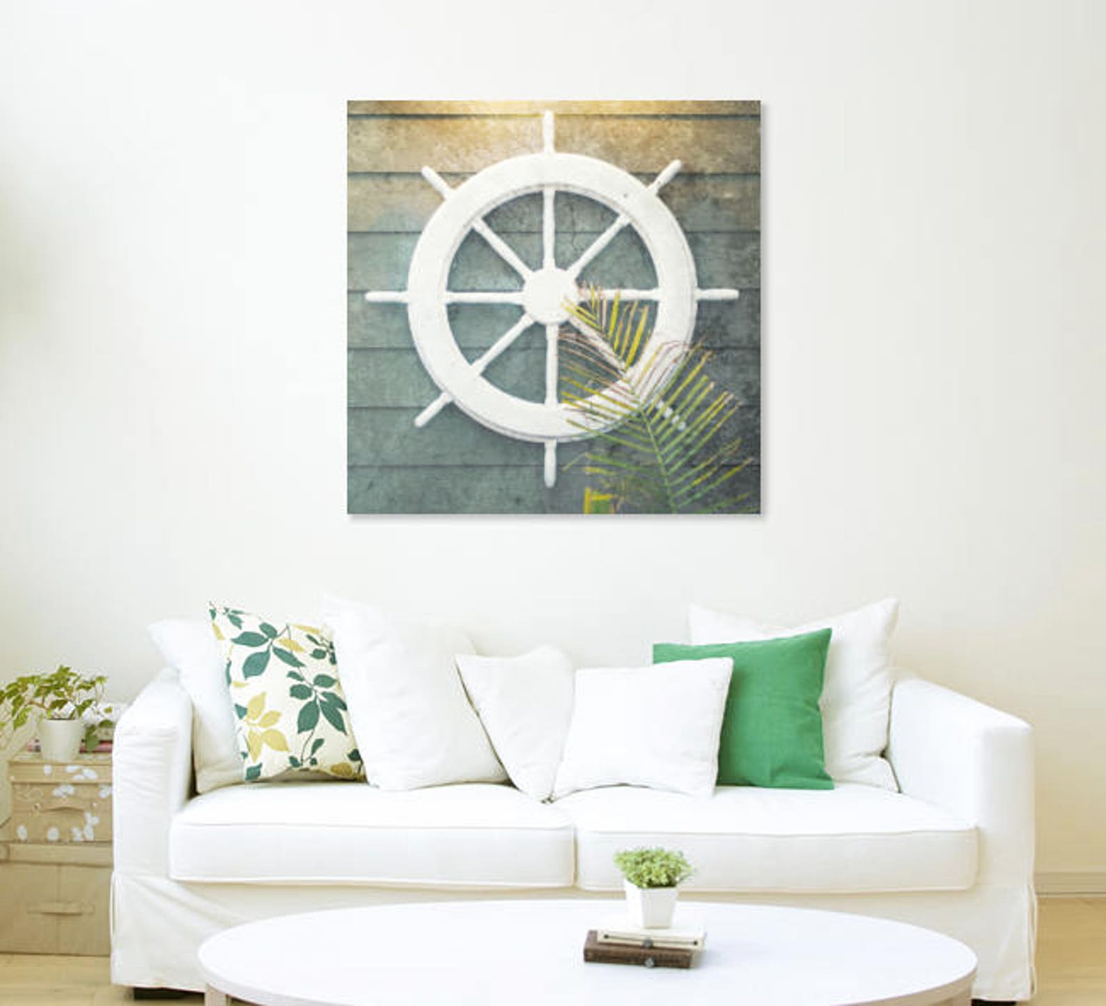 Ship Wheel Nautical Decor Print Coastal Decor Beach - Etsy