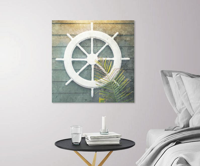Ship Wheel Nautical Decor Print Coastal Decor Beach | Etsy