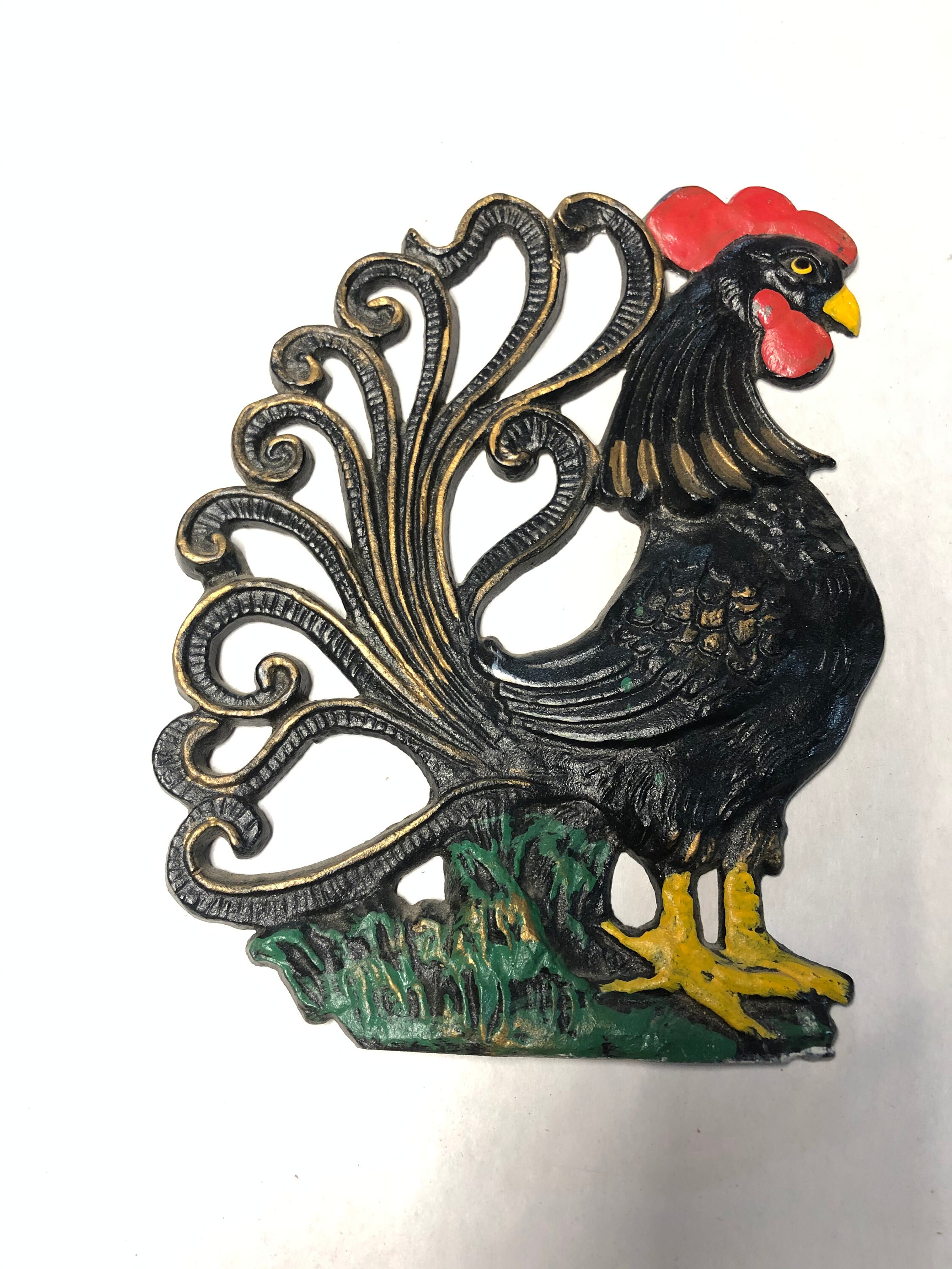 Cast Iron Roosters Wall Hangings Lot of 2 French Country | Etsy