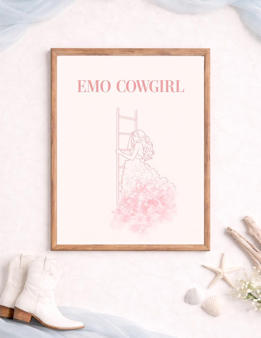 Emo Cowgirl Art Print | Pink Western Decor (digital Download) - Etsy