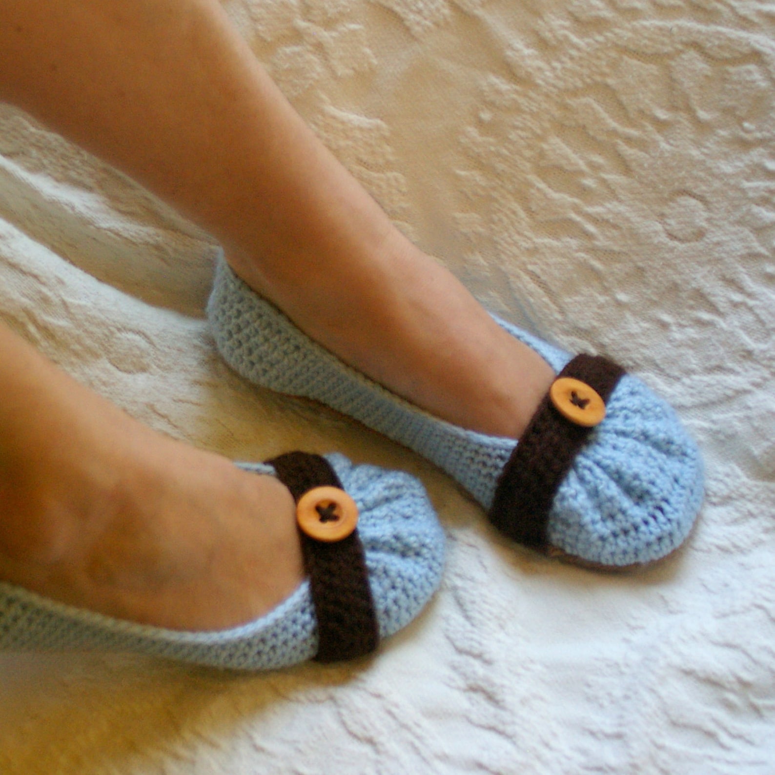 Crochet Pattern for Cute as a Button Ballet Flat House Slippers Pattern ...